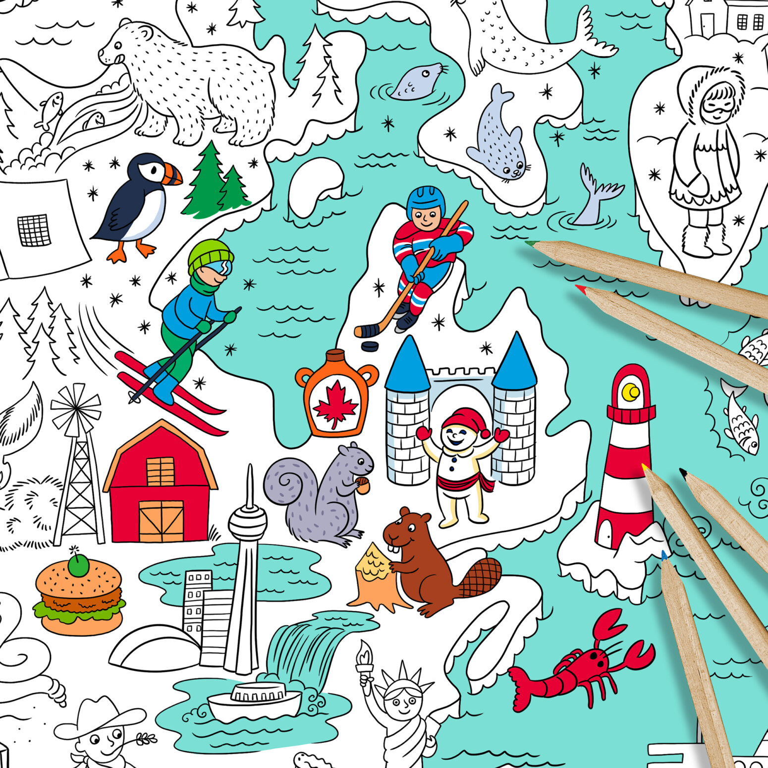 Mappemonde à colorier - Isabelle Charbonneau illustrations