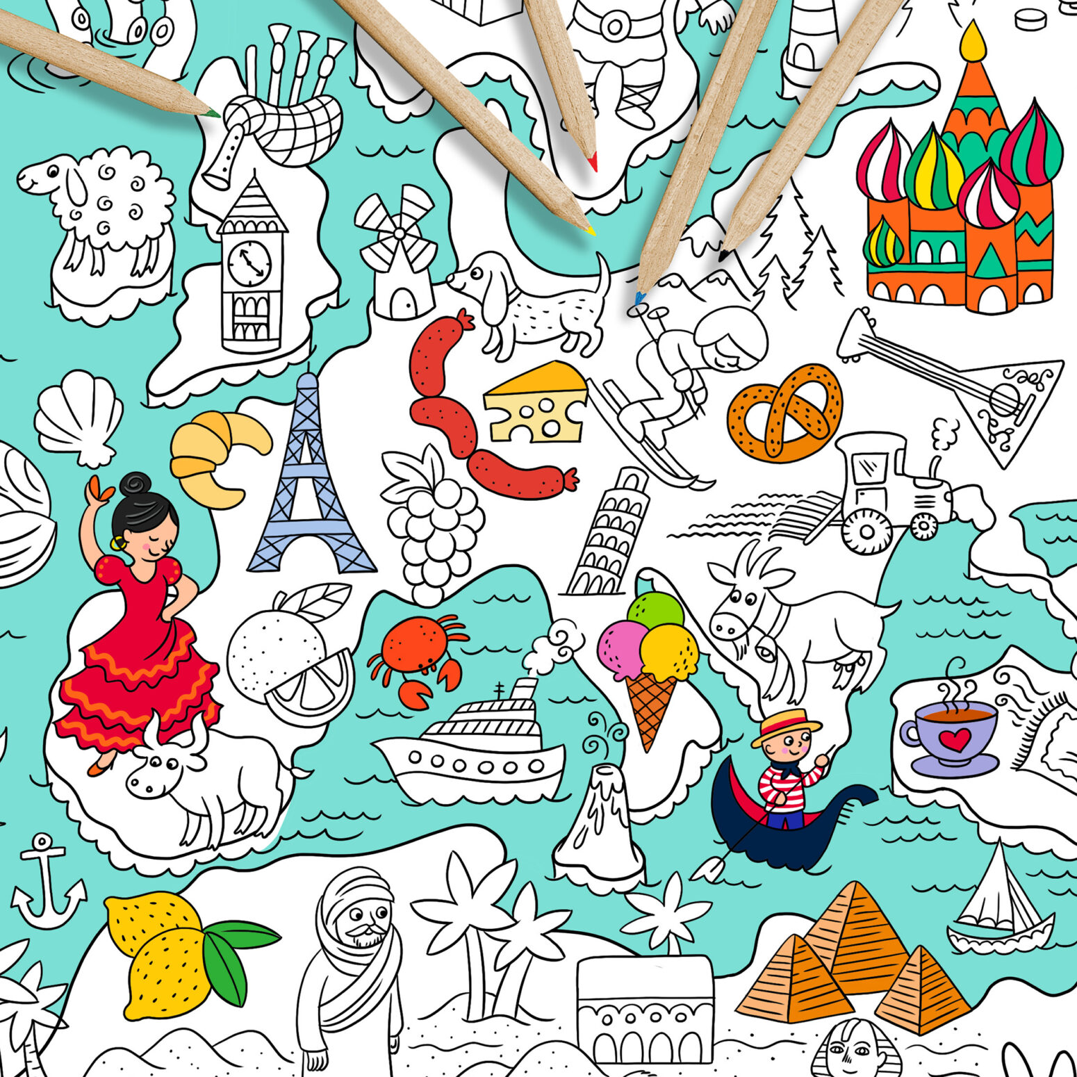 Mappemonde à colorier - Isabelle Charbonneau illustrations