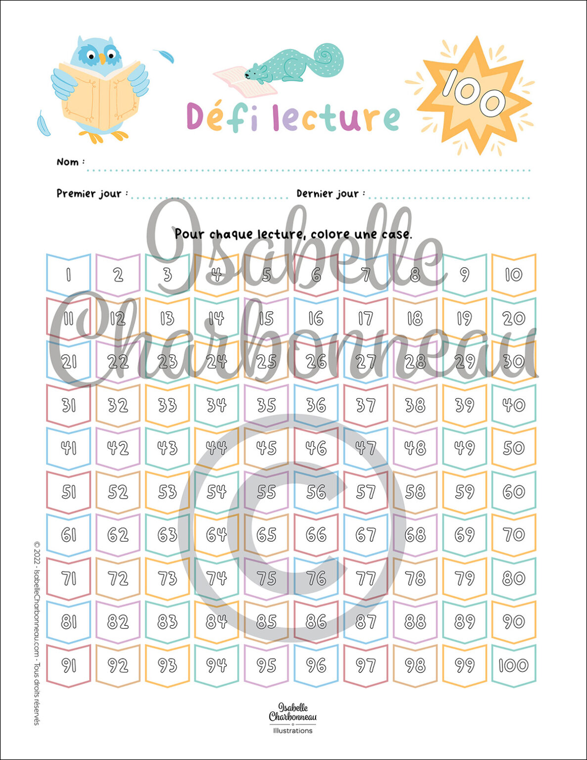 Mon défi lecture | Activités de lecture à imprimer pour enfant